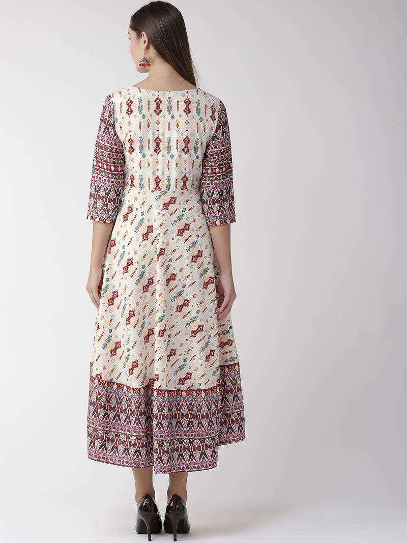 Maroon printed polyester maxi-dresses - Rangmayee - 3128103