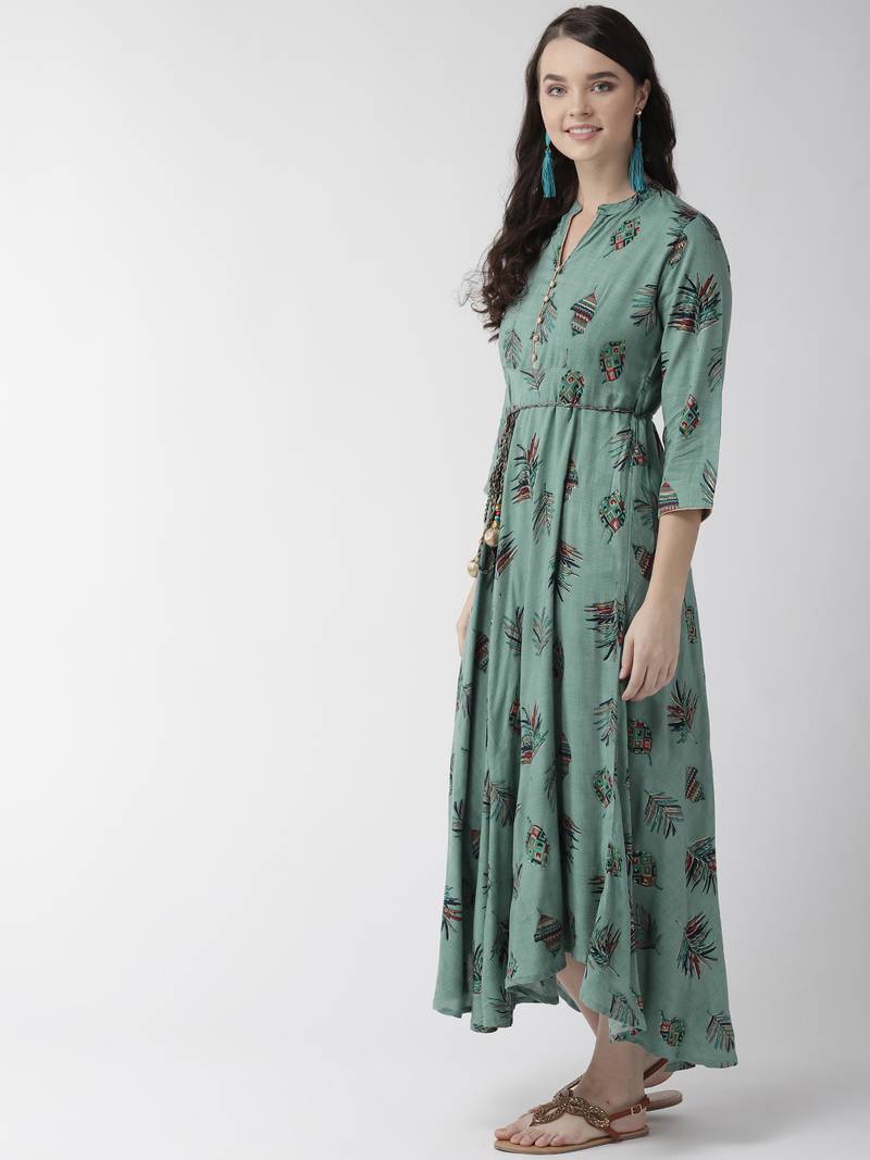 Blue printed viscose rayon maxi-dresses - Rangmayee - 3128128