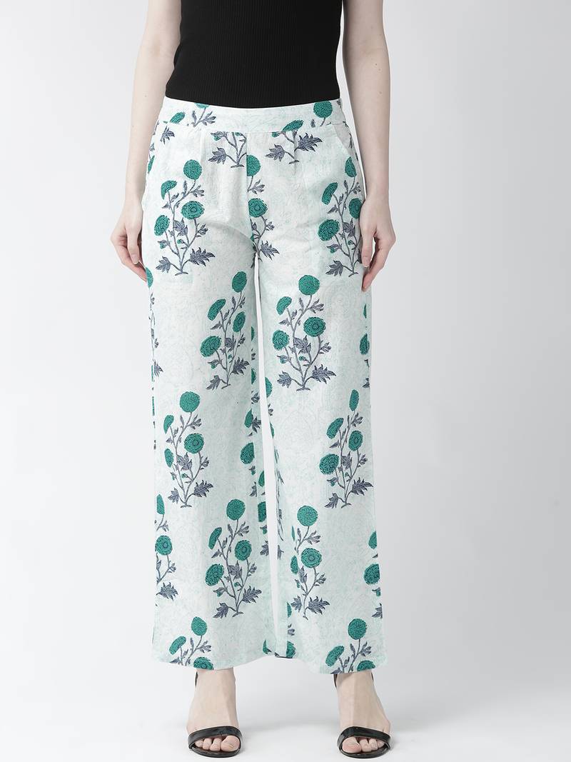 white printed cotton bottoms - Rangmayee - 3128138