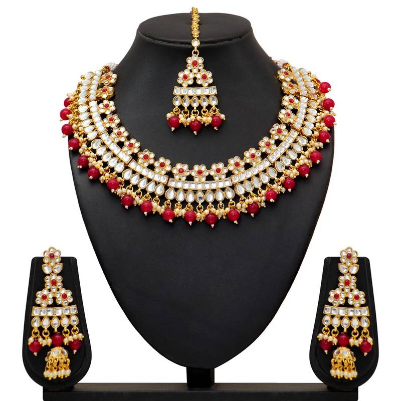 Maroon necklace-sets - Jaipur Mart - 3137121