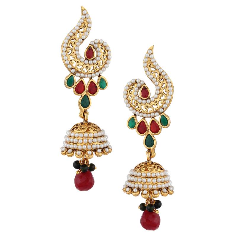 Multicolor Red Green Mughal Jhumkas Jhumki Jhumke Jimmiki Kammal ...