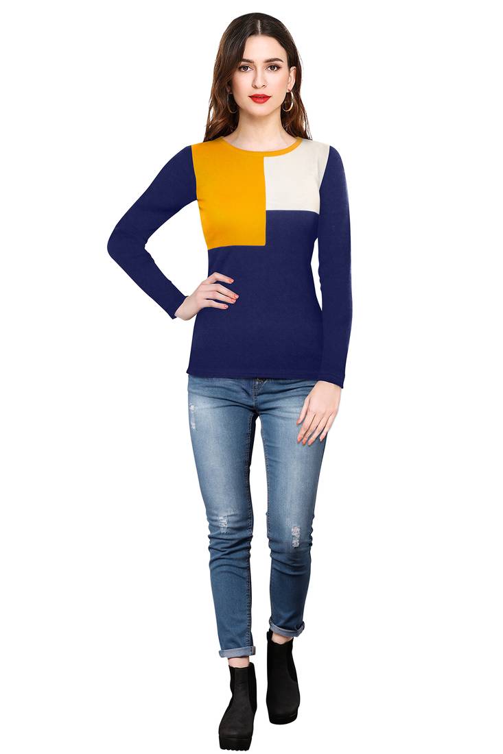Yellow printed knit long-tops - Dream Beauty Fashion - 3143064