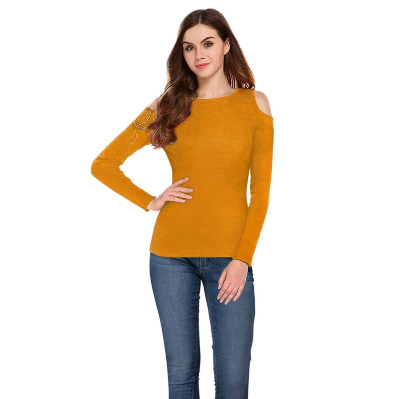 Yellow plain knit long-tops - Classic Enterprise - 3143106