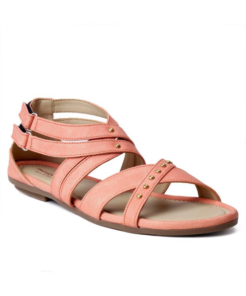 Women Peach Flats Open Toe Flats - Meriggiare - 3142357