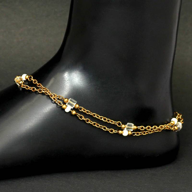 White Anklets - Jaipur Mart - 3147561
