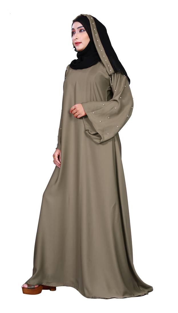 Justkartit Women'S Light Stone Color Nida Plain Abaya Burka With ...