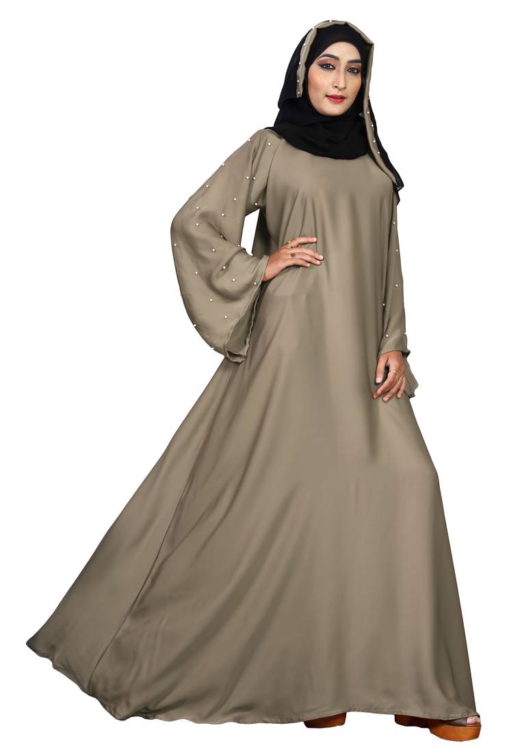 Justkartit Women'S Light Stone Color Nida Plain Abaya Burka With ...
