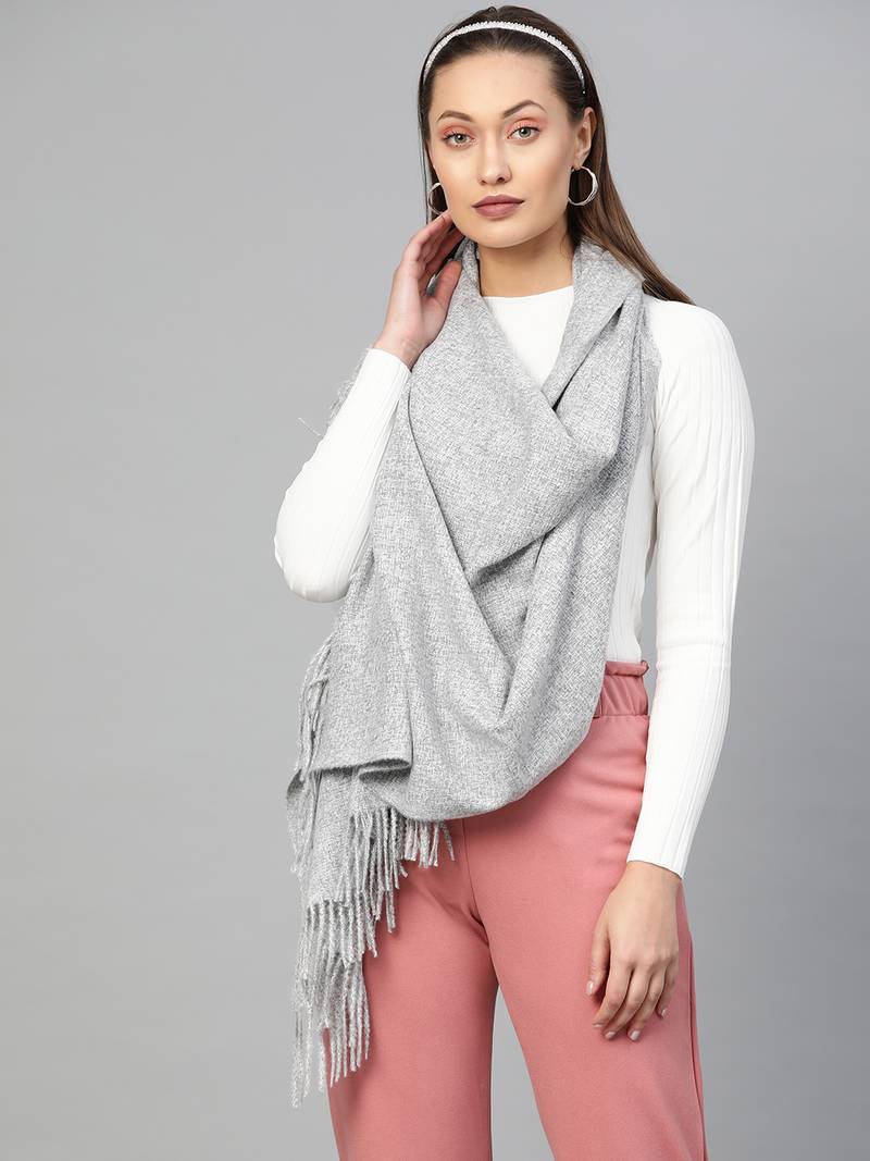 Grey Weightless Cashmere Stole - SASSAFRAS - 3155847