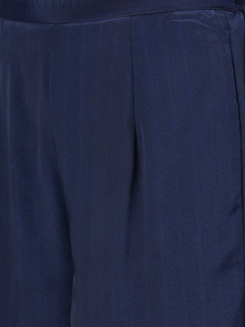 Navy-blue printed polyester salwar - Shree The Indian Avatar - 3159886