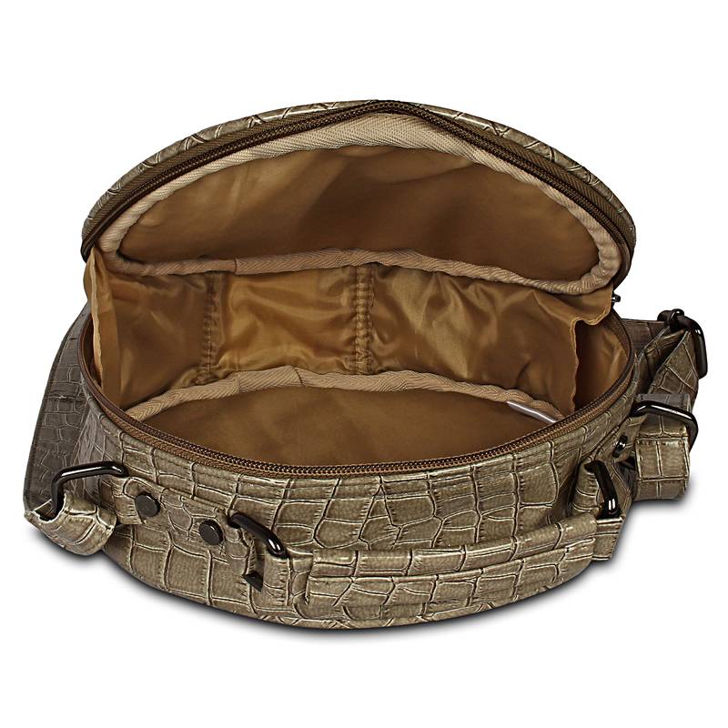 Round Vegan Leather Designer Grey Sling bag - BABES AND BABAS - 3167295