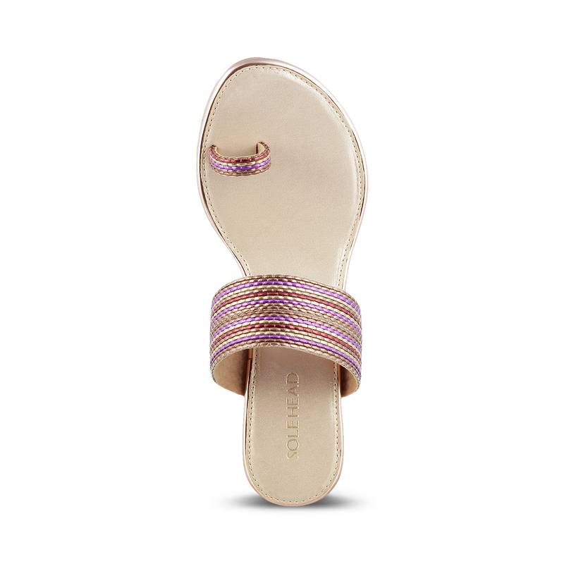 SOLE HEAD Gold Sandals For Women - Kittens - 3169467