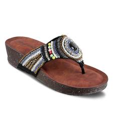 SOLE HEAD Black Wedges Sandal For Women - Kittens - 3169513