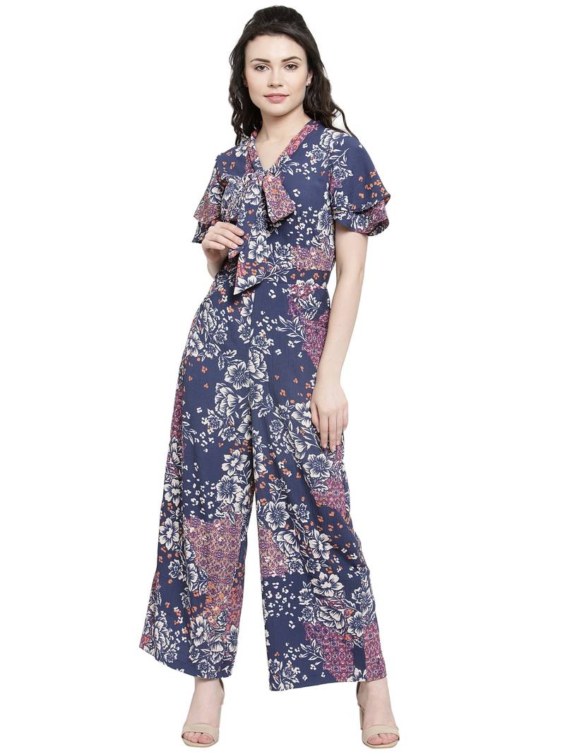 multicolor printed Crepe Jumpsuit - Just Wow - 3170397