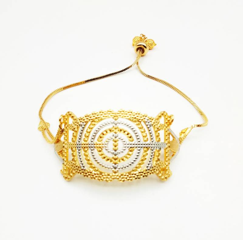 Gold Plated Adjustable Draw String Cnc Bracelet - SHILPA CREATION - 3170556