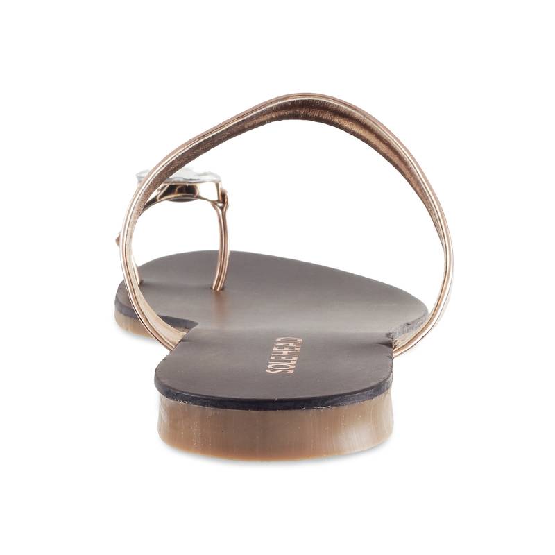 SOLE HEAD Rose Gold Flats Women Sandal - Kittens - 3169939