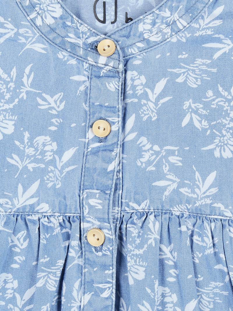 Blue Printed Cotton Kids Tops - Gini & Jony - 3178660