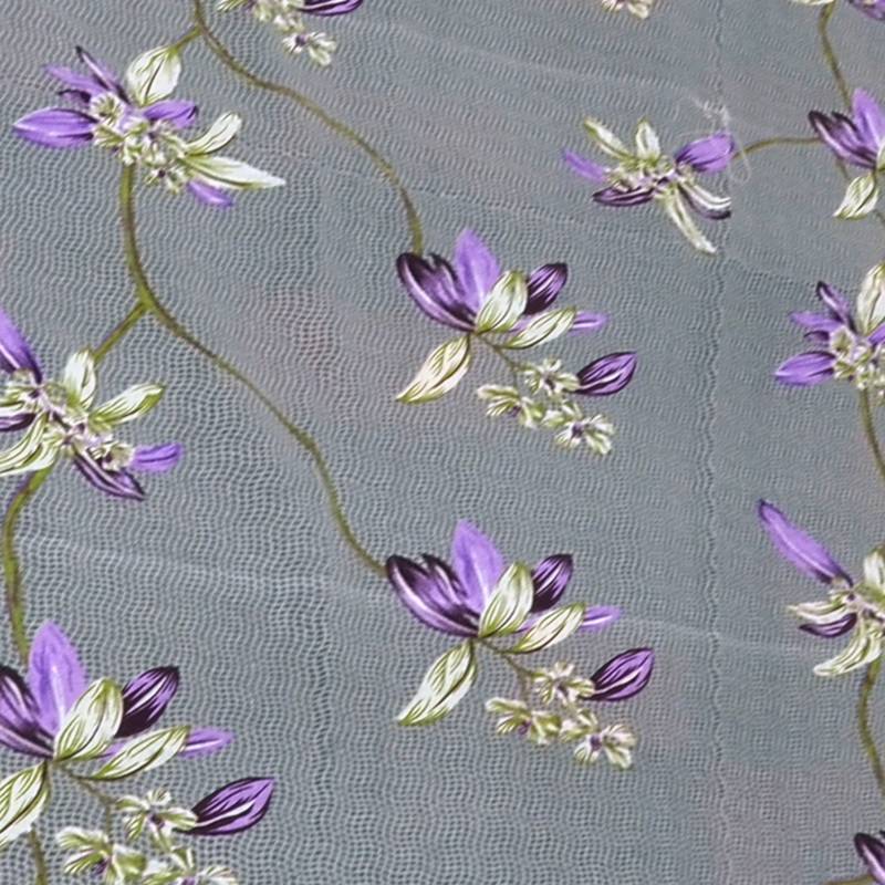 Grey floral print Poly Cotton bed sheets - Cortina - 3182201