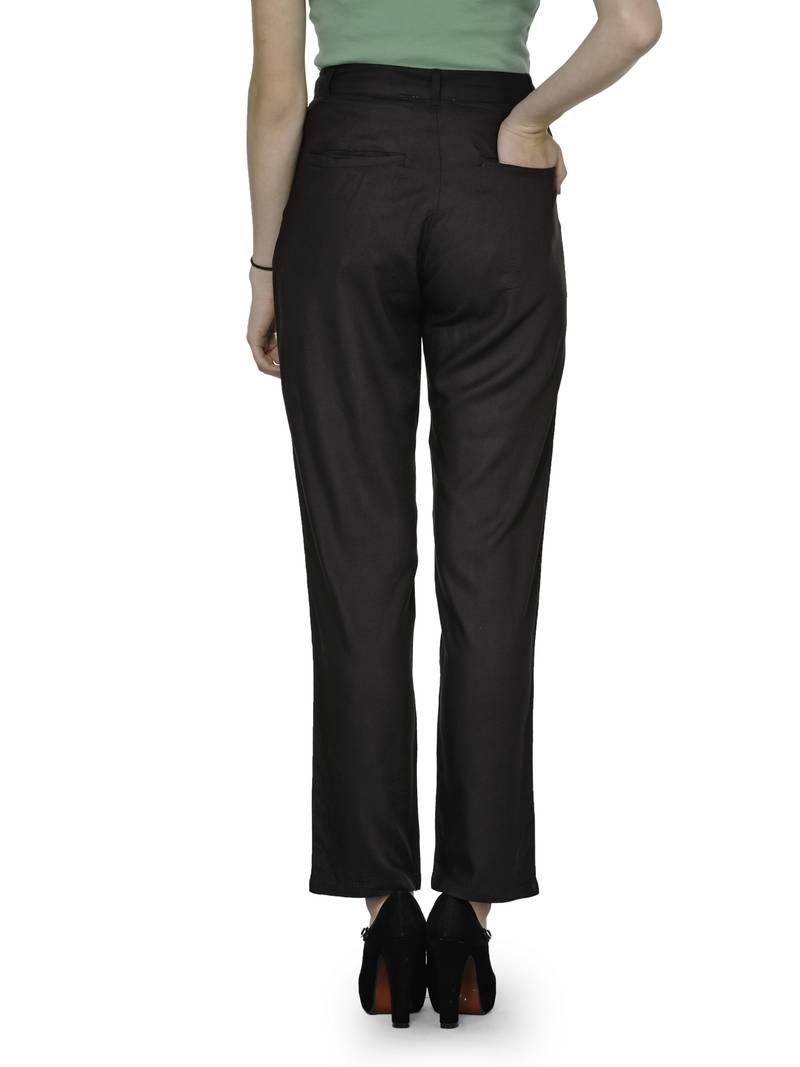 Black plain polyester trousers - Patrorna - 3184978