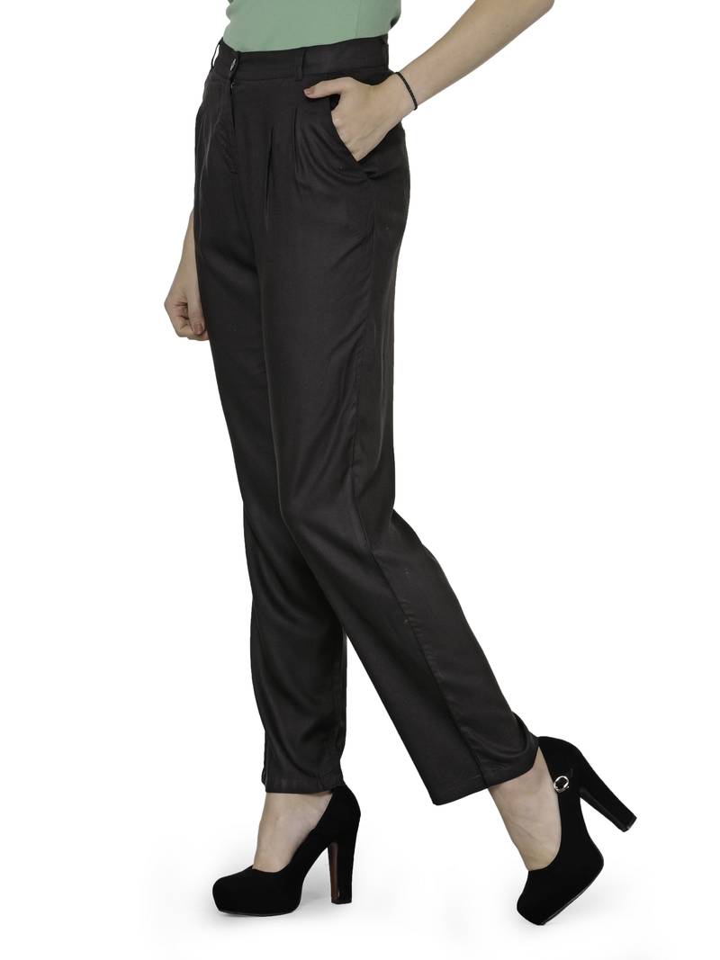 Black plain polyester trousers - Patrorna - 3184978