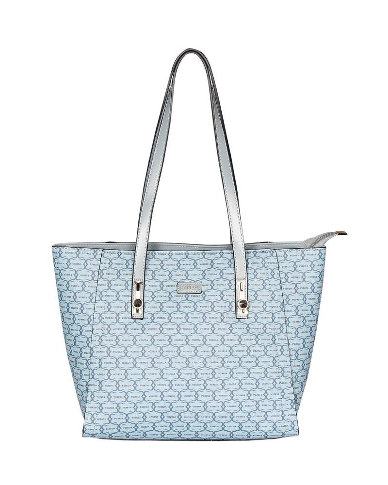 Light Blue Color Printed Pattern Signature Logo handbag For Women ...