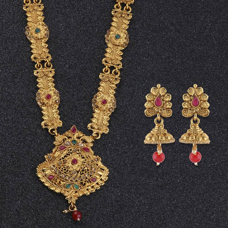 Gold Plated Adjustable Traditional Stylish Long Set For Girl Women ...