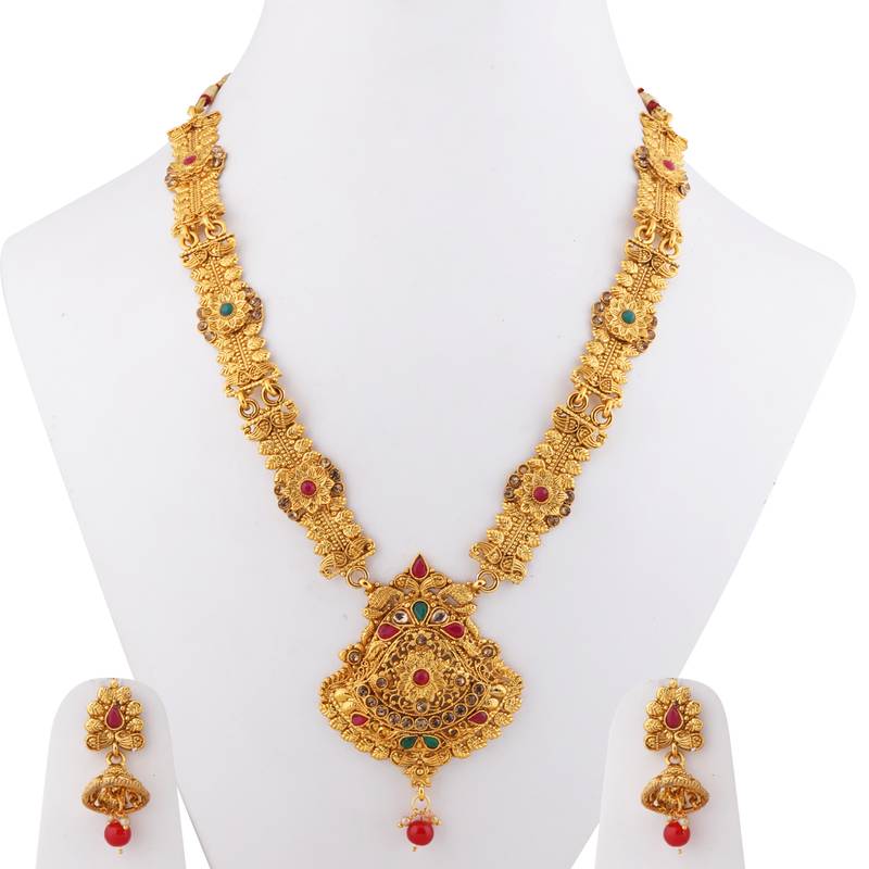 Gold Plated Adjustable Traditional Stylish Long Set For Girl Women ...