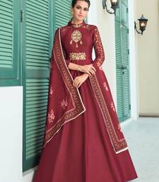 Maroon embroidered silk salwar - Monjolika - 3191887