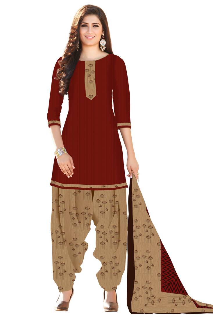 Maroon printed cotton salwar - Biyu - 3197938