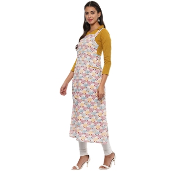 Womens Cotton Floral Print Long Dangri Dress - YASH GALLERY - 3205520