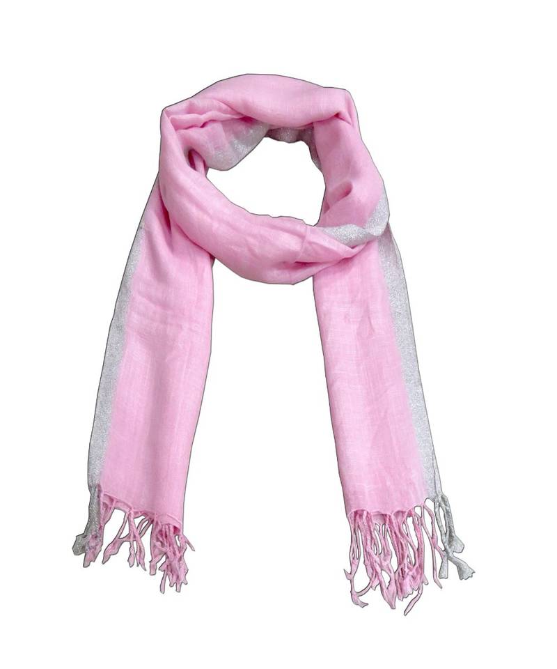 Lt.Pink Stole Viscose Woven Stole With 2 Side Lurex Border - Urban ...