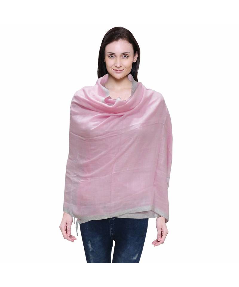 Lt.Pink Stole Viscose Woven Stole With 2 Side Lurex Border - Urban ...