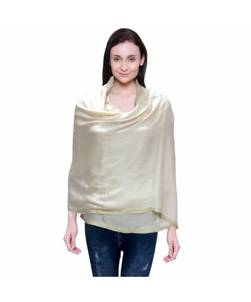 Ivory Stole Viscose Twill Woven Stole With Gold Lurex - Urban-Trendz ...