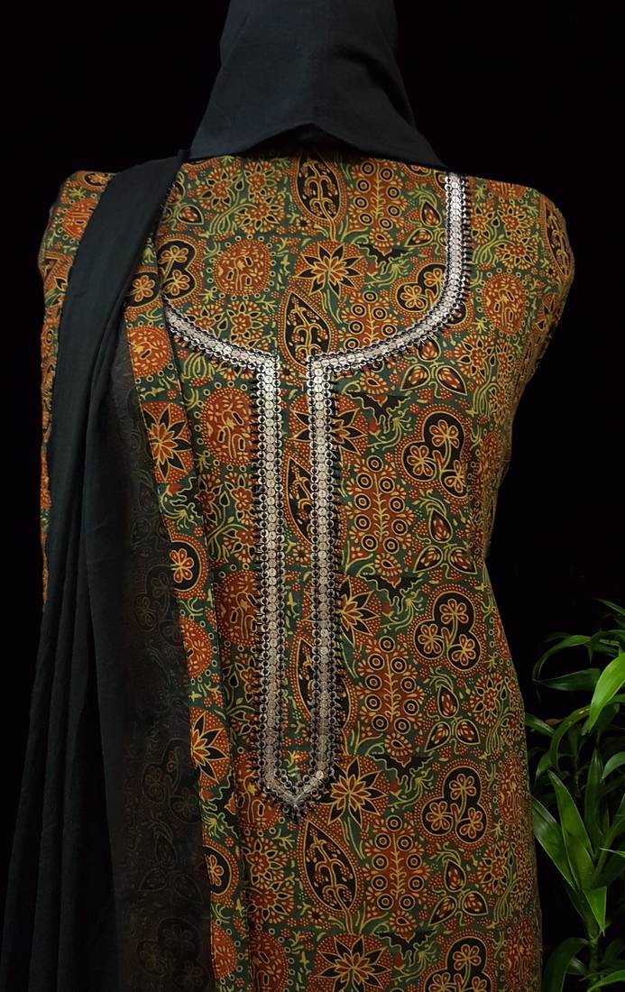 Women's Cotton Ajrak Print 3 Piece Unstitched Suit Fabric - Suroh by ...