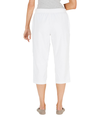 White plain polyester capris-3-4-pants - Patrorna - 3214544