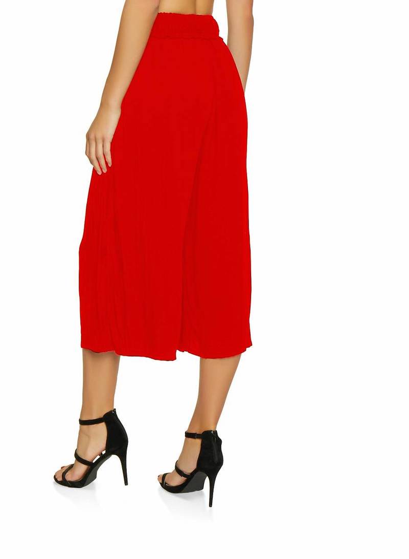 Red embroidered polyester capris-3-4-pants - Patrorna - 3214599