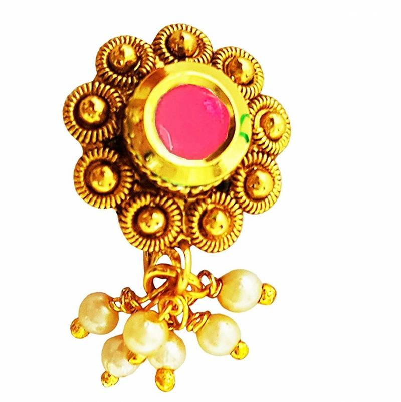 Pink nose-ring - ADIVA LIFESTYLE PRIVATE LIMITED - 3216211