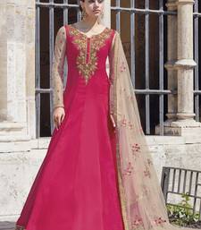 Magenta embroidered georgette salwar - Monjolika - 3219773