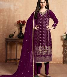 Purple embroidered georgette salwar - Monjolika - 3235943