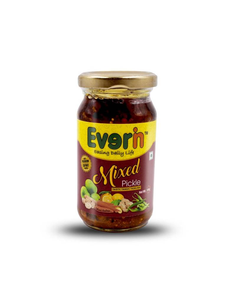 200 gm Tasty Tangy and Ticklish Mixed Pickle By Everin - Everin - 3245472