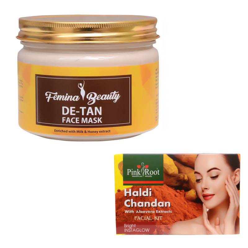 Femina Beauty De-Tan Mask With Pink Root Haldi Chandan Kit - PINK ROOT ...