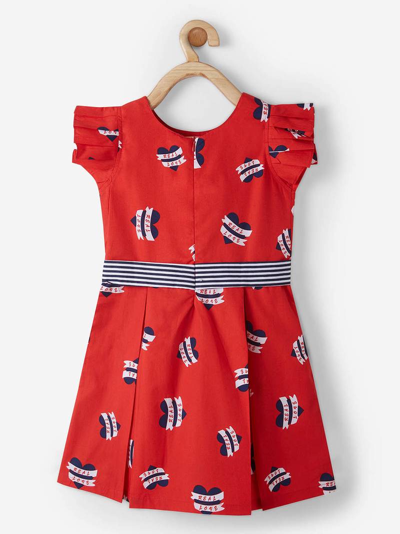 Red printed cotton kids-frocks - Powderfly - 3251504