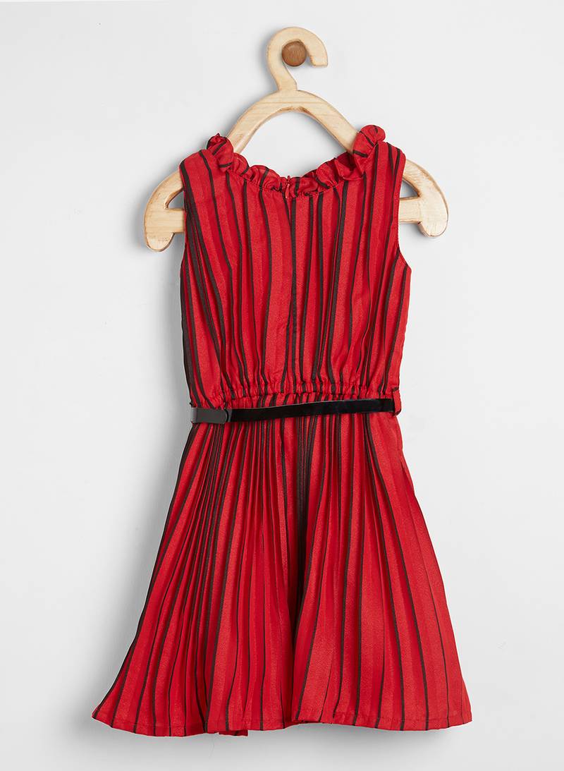 Red printed linen kids-frocks - Powderfly - 3251602