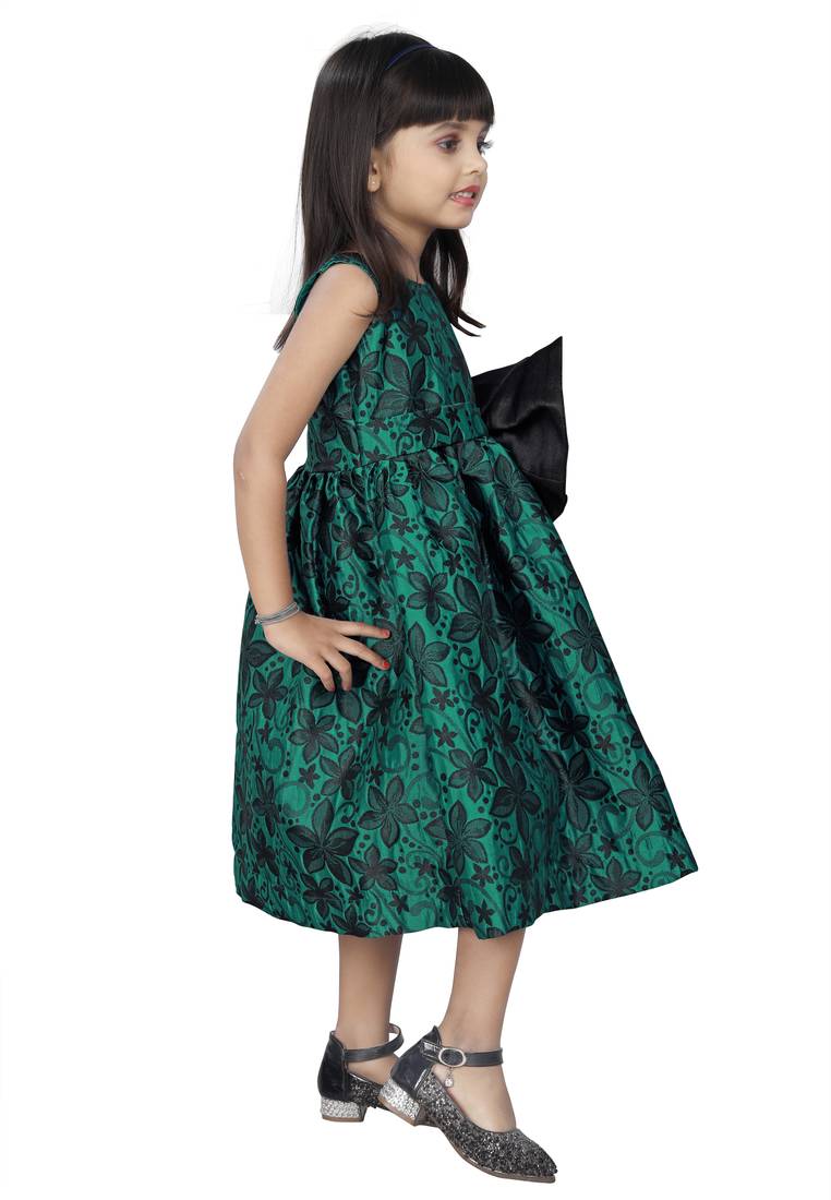 Kids Brocade Rama Green Dress Frock - EVERWILLOW - 3251893