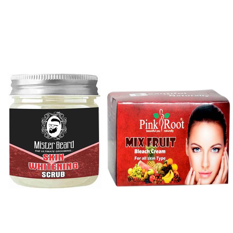 250gm Fruit Bleach Pink Root With 100gm Skin Whitening Scrub Mister ...