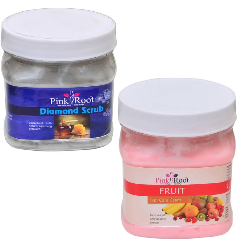 500gm Diamond Scrub With 500gm Fruit Cream By Pink Root - PINK ROOT ...