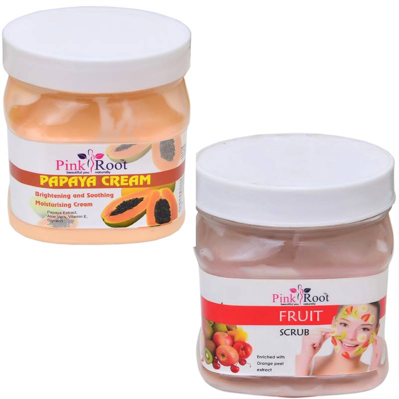 500gm Papaya Cream With 500gm Fruit Scrub By Pink Root - PINK ROOT ...