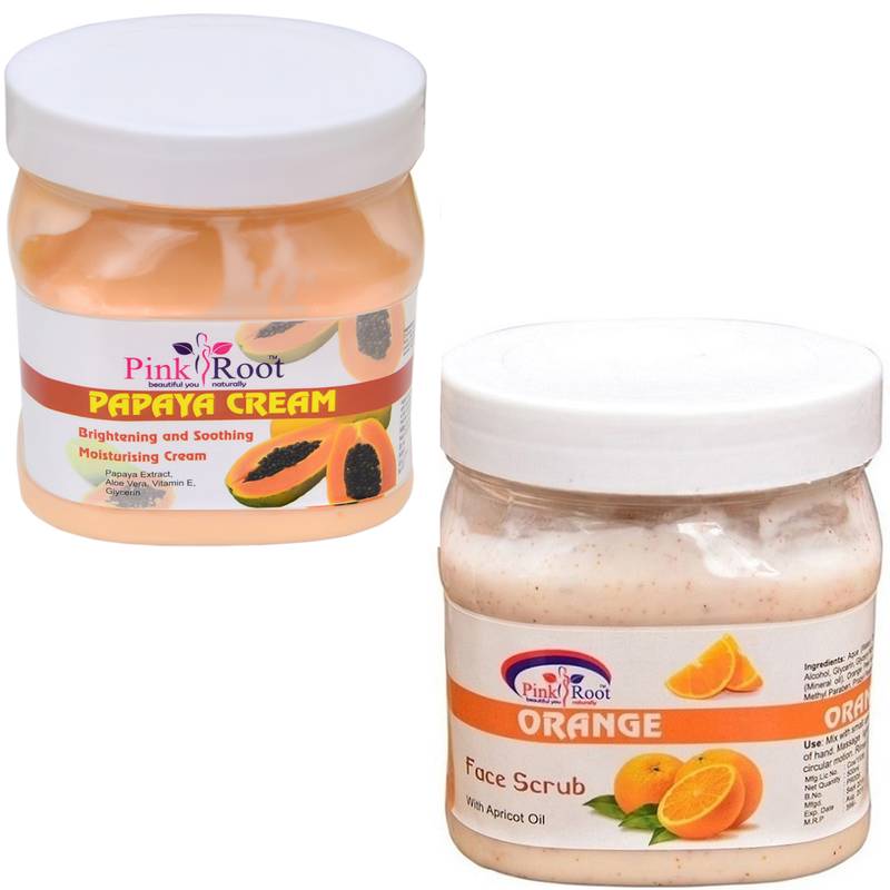 500gm Papaya Cream With 500gm Orange Scrub By Pink Root - PINK ROOT ...