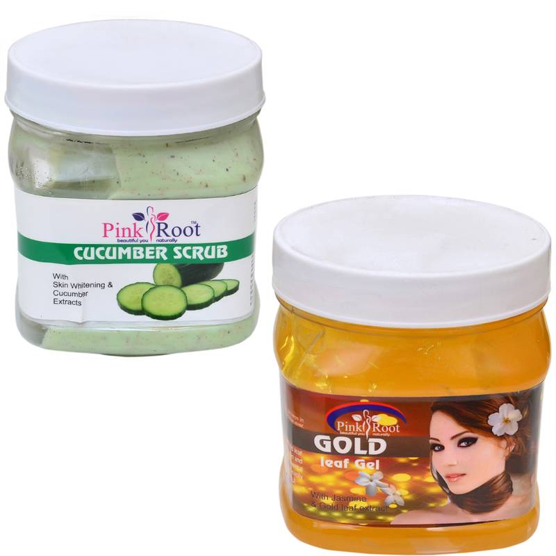 500gm Cucumber Scrub With 500gm Gold Gel By Pink Root - PINK ROOT - 3253726