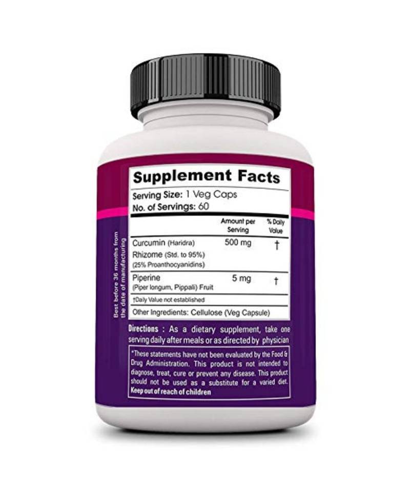 Nutritions Curcumin Plus (With Piperine) 500 Mg - 60 Veg Capsules ...
