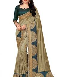 Beige embroidered art silk saree with blouse - Samvegi Creation - 3264690